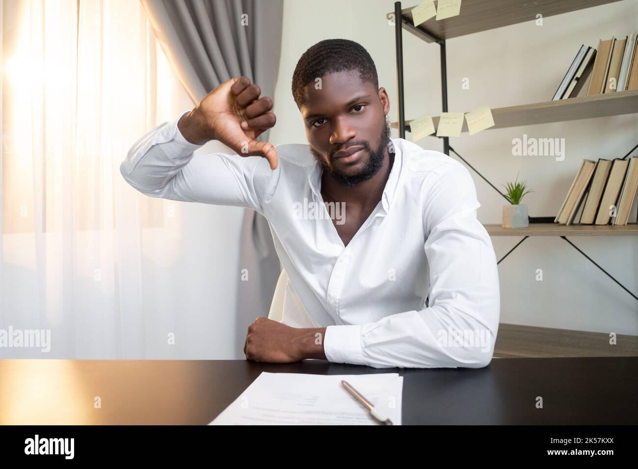 Contract reject. Offer disapproval. Project failure. Dissatisfied frown ...