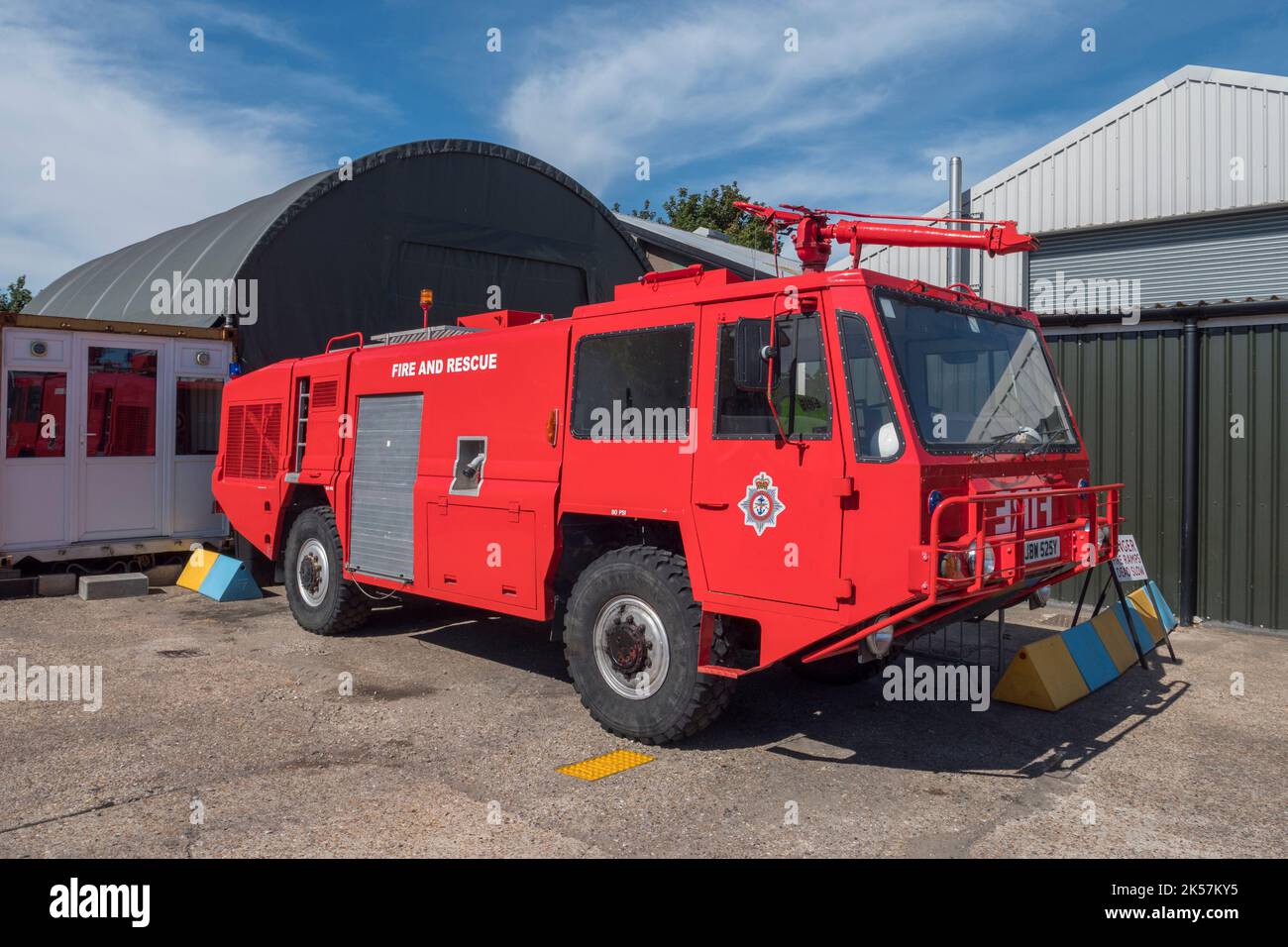 A Scammell Mk 10 E airport fire engine (JBW 525Y) in the RAF Manston ...