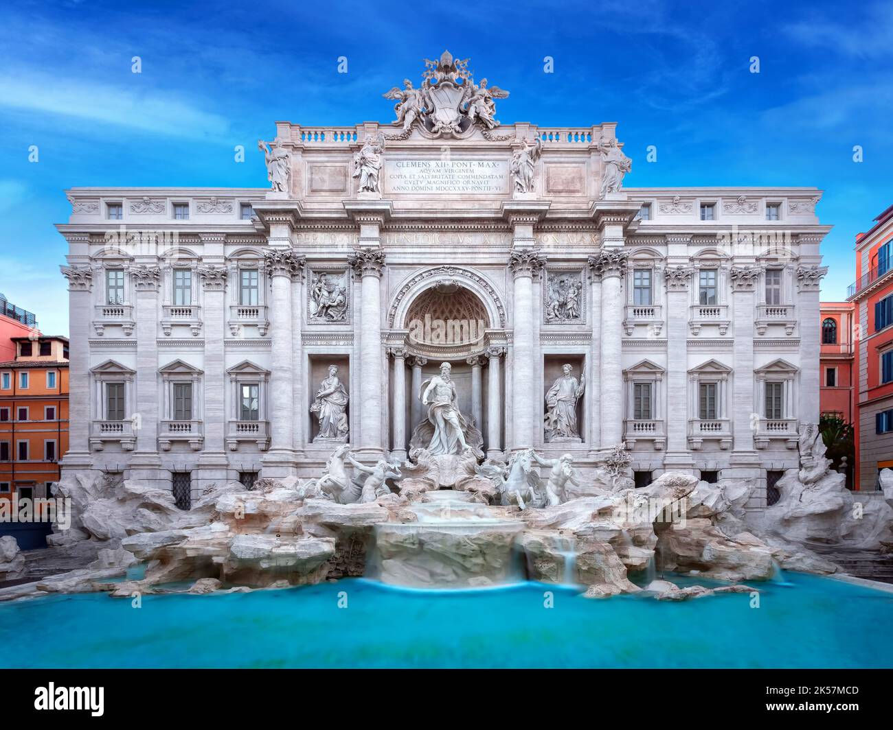 The famous Trevi fountain seen from the front. daylight photography ...