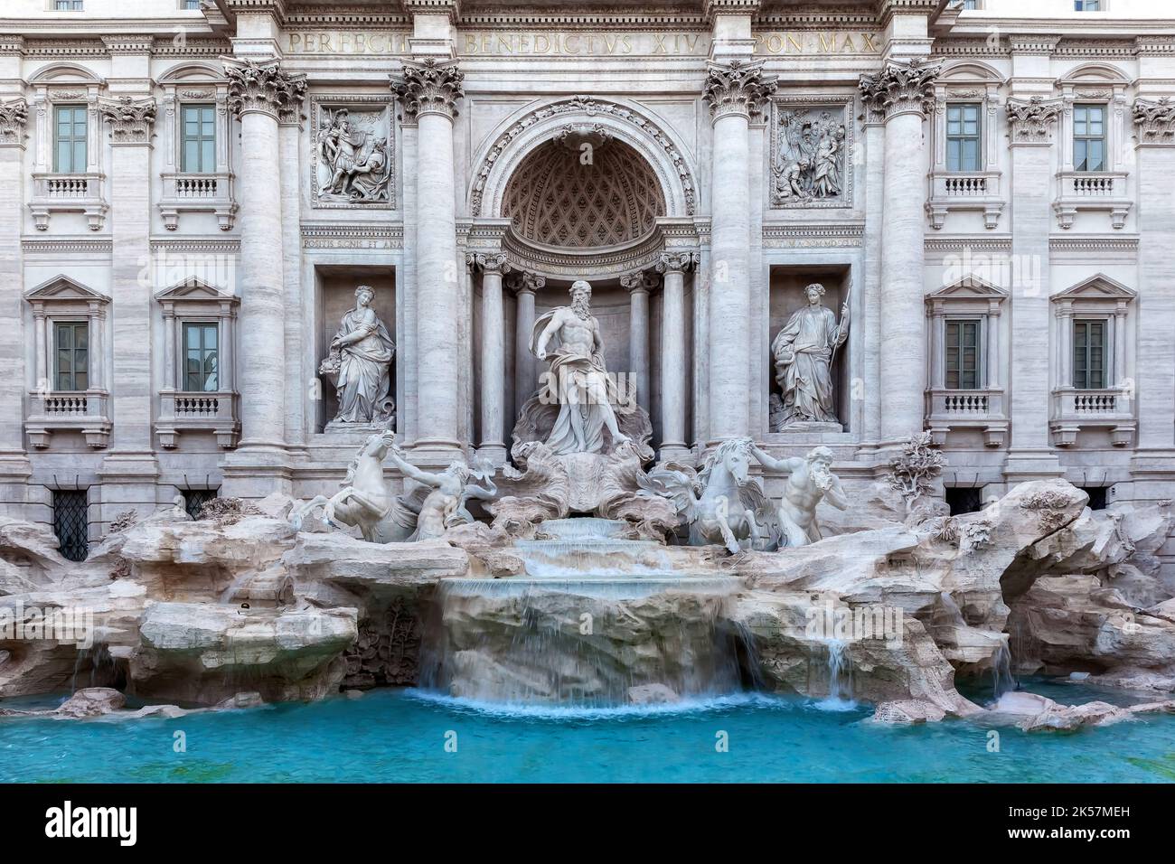The famous Trevi fountain seen from the front. daylight photography ...
