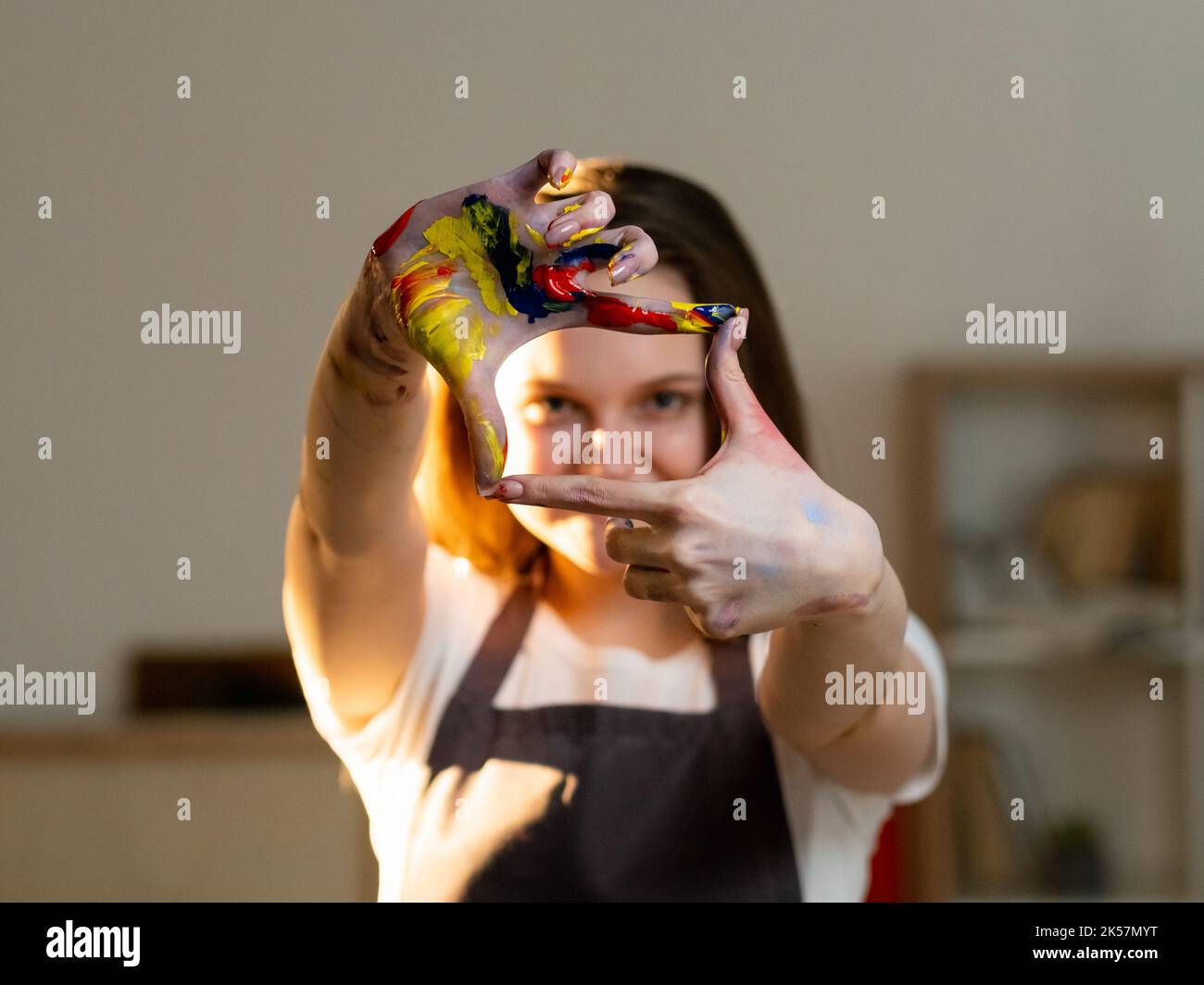 Color life. Female artist. Creative image. Art studio. Inspiration muse ...