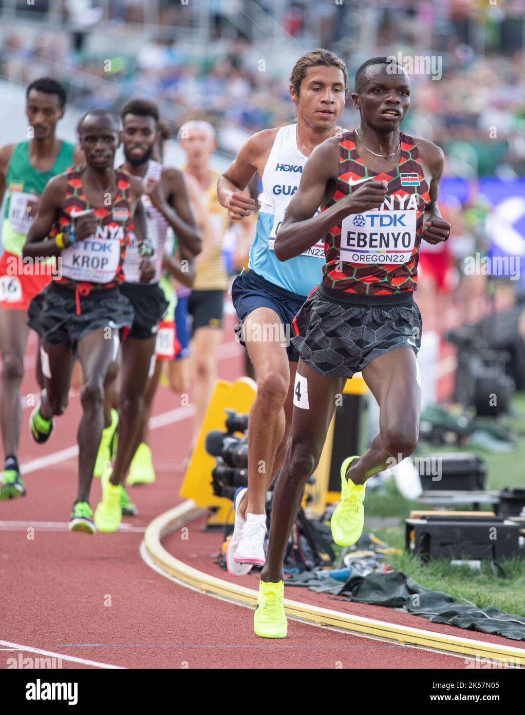 Daniel Simiu Ebenyo of Kenya competing in the men’s 5000m heats at the World Athletics ...