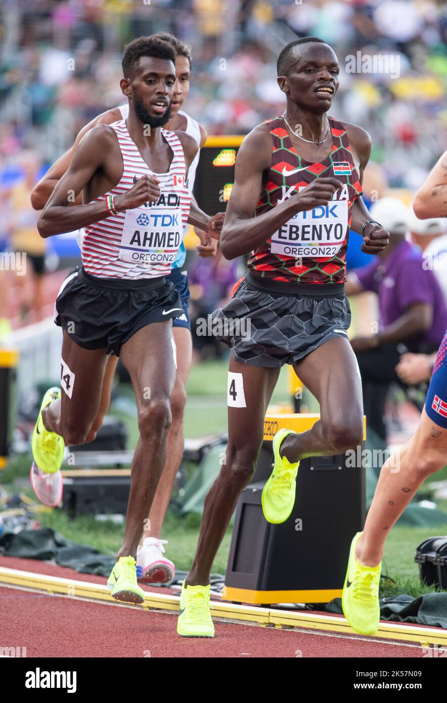 Daniel Simiu Ebenyo of Kenya competing in the men’s 5000m heats at the ...