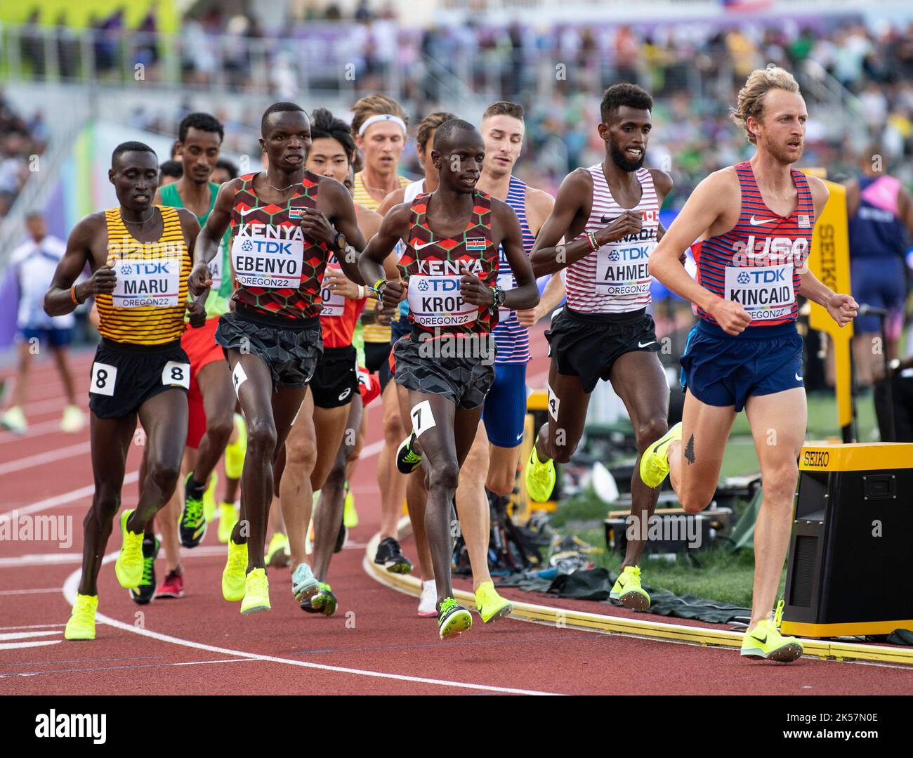 Daniel Simiu Ebenyo of Kenya competing in the men’s 5000m heats at the ...