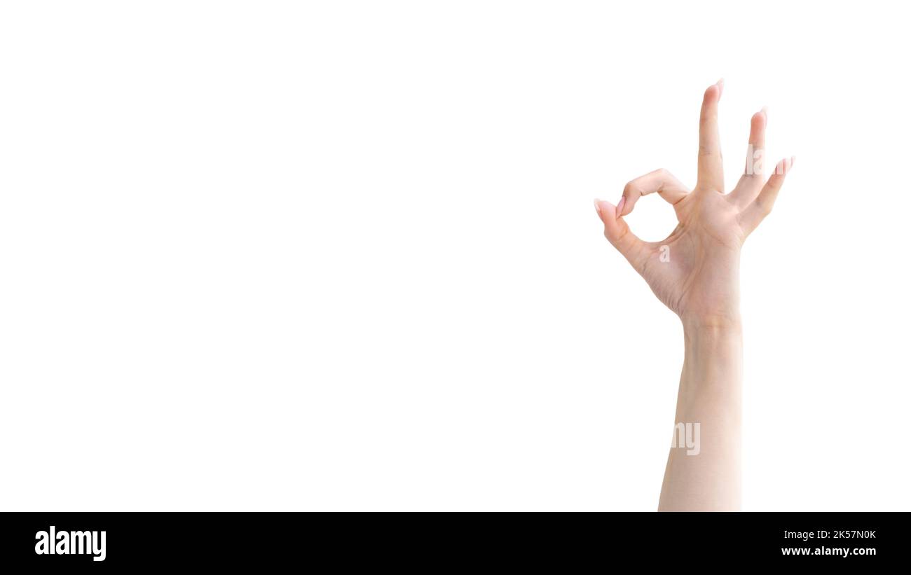 okay gesture perfect choice hand ok yes on white Stock Photo - Alamy