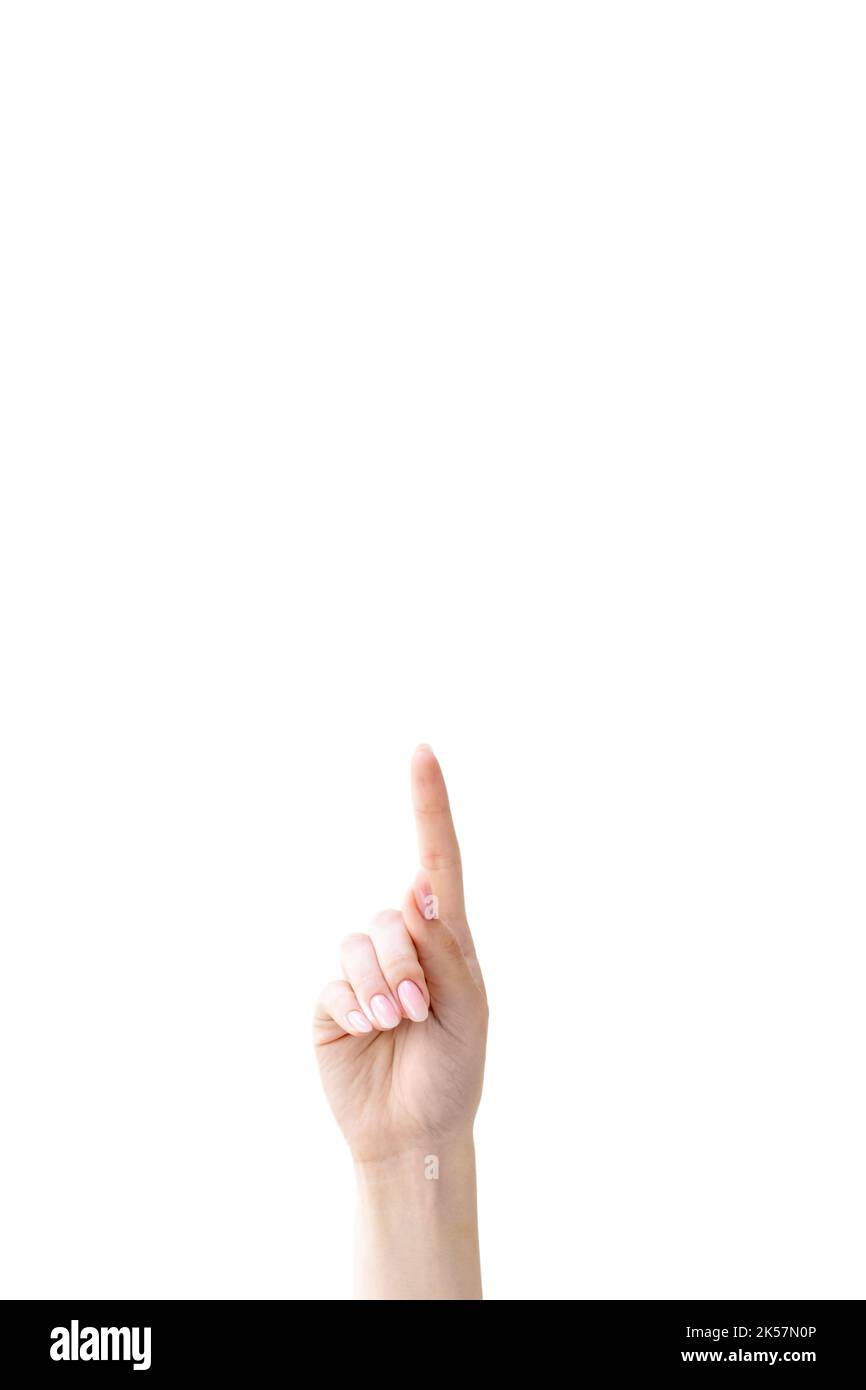 recommending gesture idea hand pointing up finger Stock Photo - Alamy