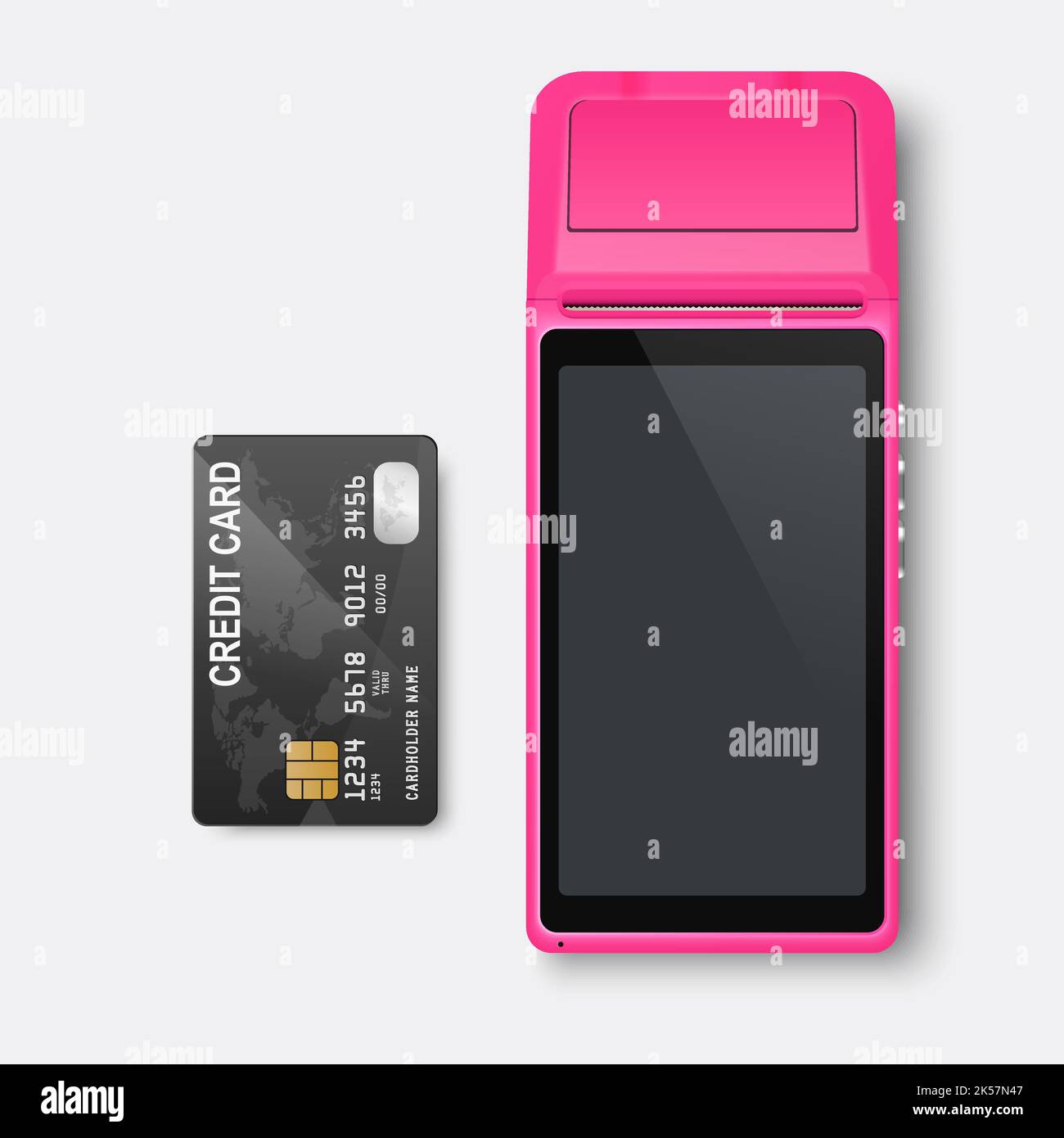Vector 3d NFC Payment Machine with Blank Black Screen and Credit Card ...