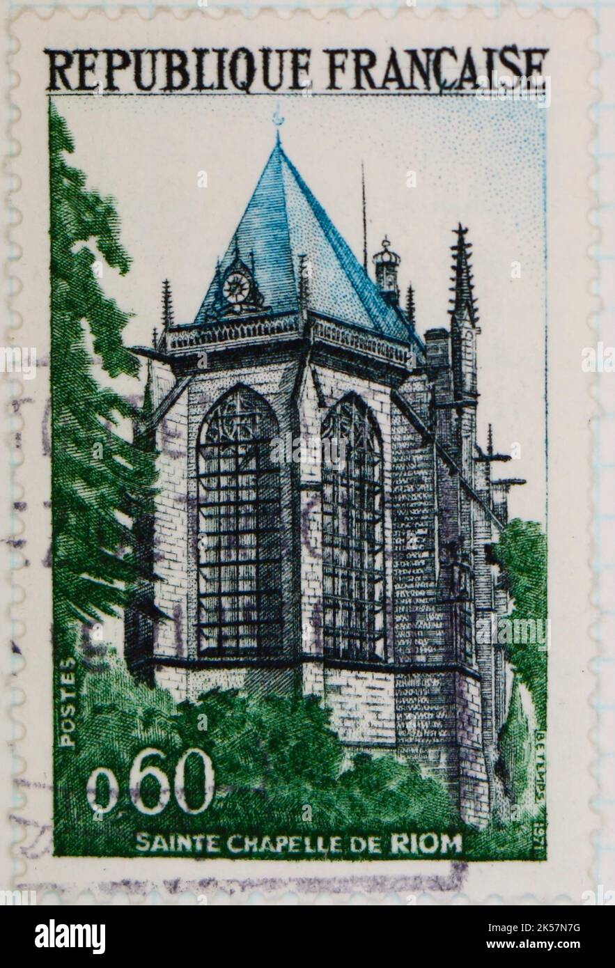 Photo of a French postage stamp with an illustration of the gothic ...