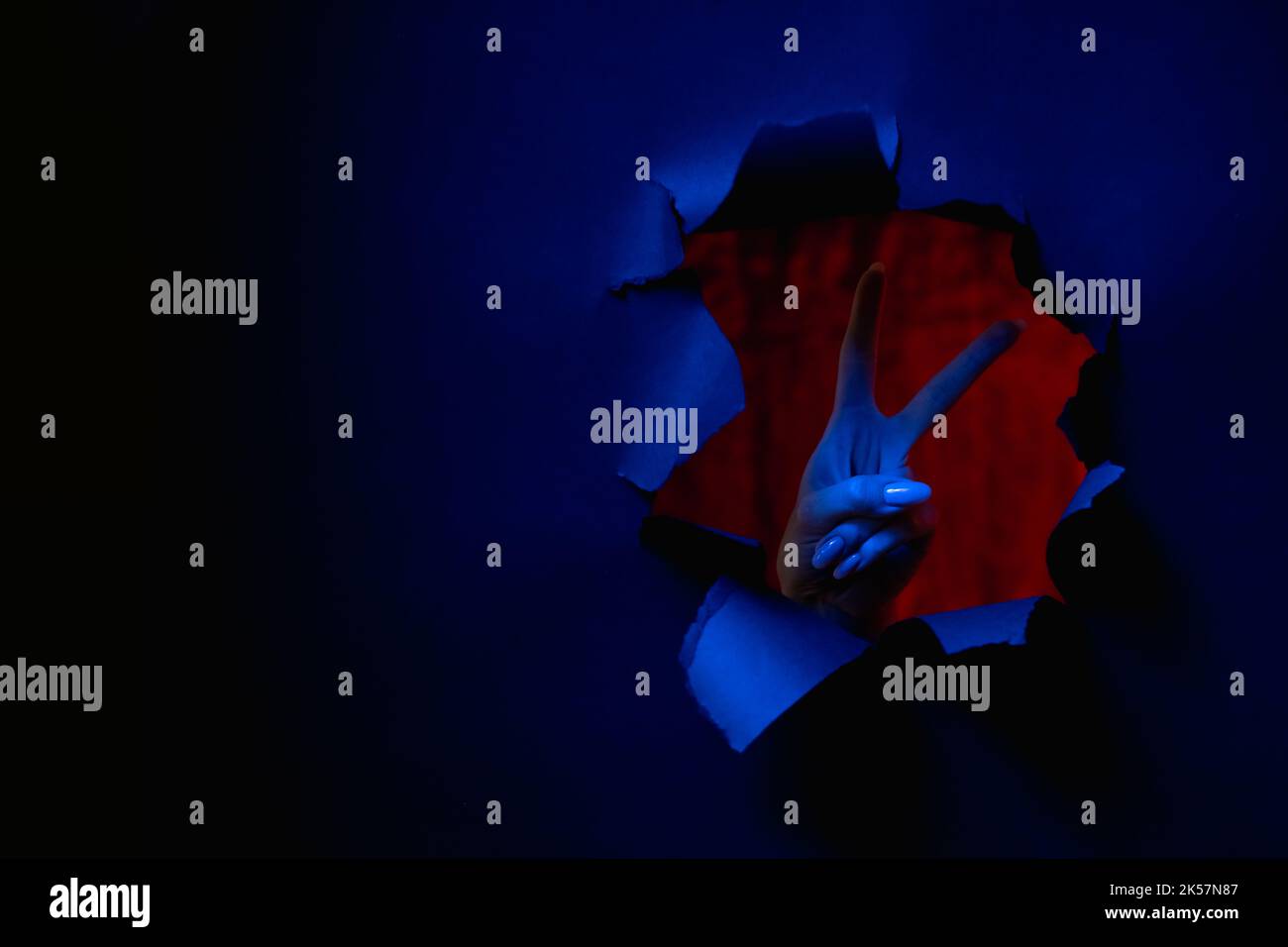 peace gesture fan support hand v sign breakthrough Stock Photo - Alamy