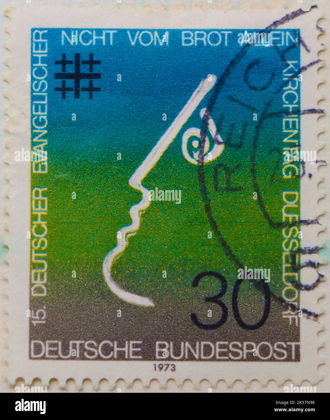 Photo of a postage stamp from West Germany Not by Bread alone ...