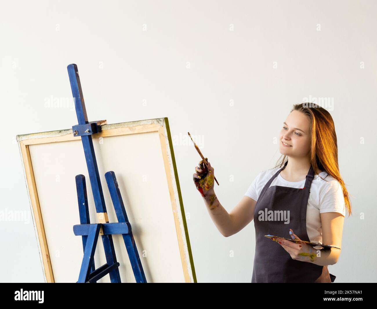 Female artist. Creative process. Enjoying moment. Inspiration muse ...