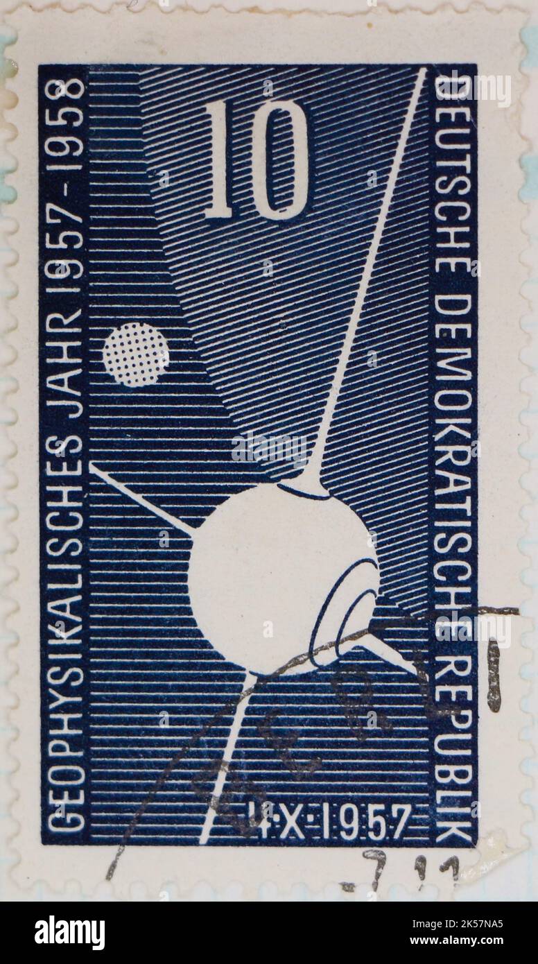 Photo of an east German postage stamp with an illustration of ...