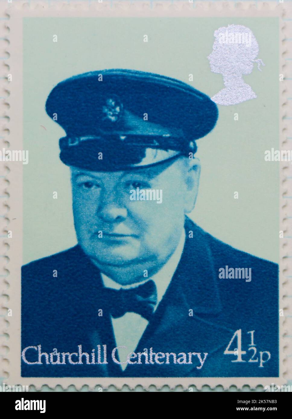 Photo of a UK postage stamp featuring a portrait of Prime Minister ...