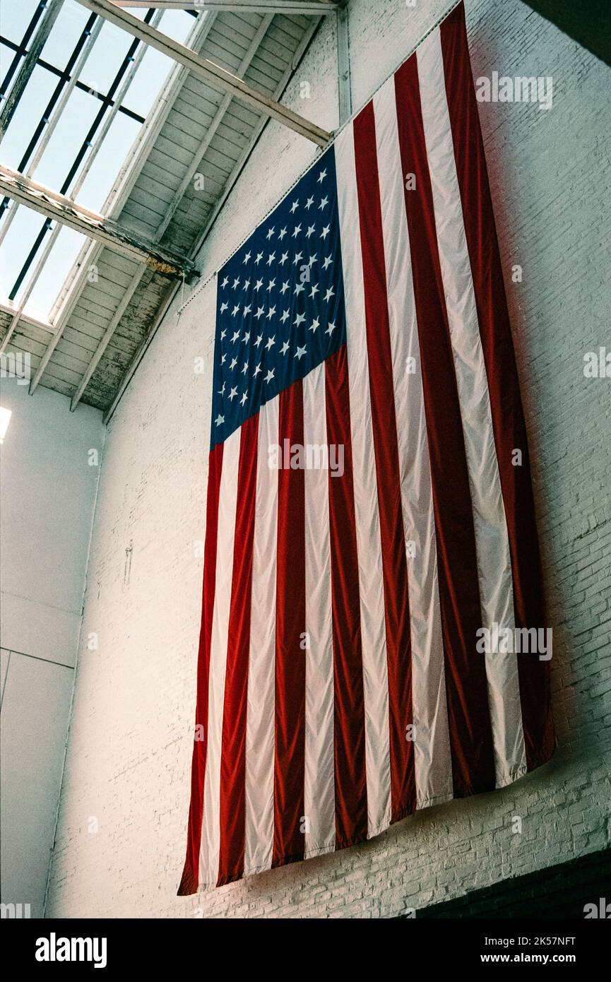 An enormous American flag hangs in the entry to the Salem (Armory ...