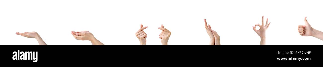 hand gesture collage sign variety series set of 6 Stock Photo - Alamy