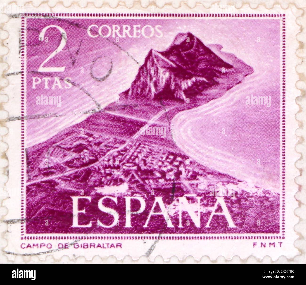 Photo of a Spanish 2 peseta postage stamp from 1969 featuring an ...