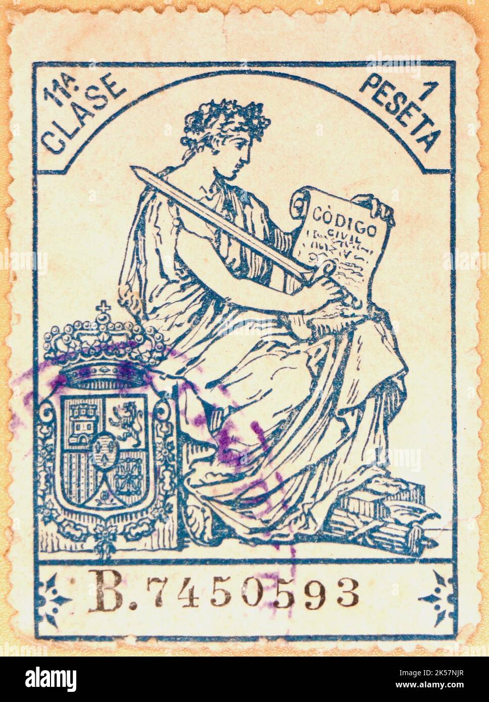 Photo of an old monochrome1 peseta Spanish collective insurance policy ...