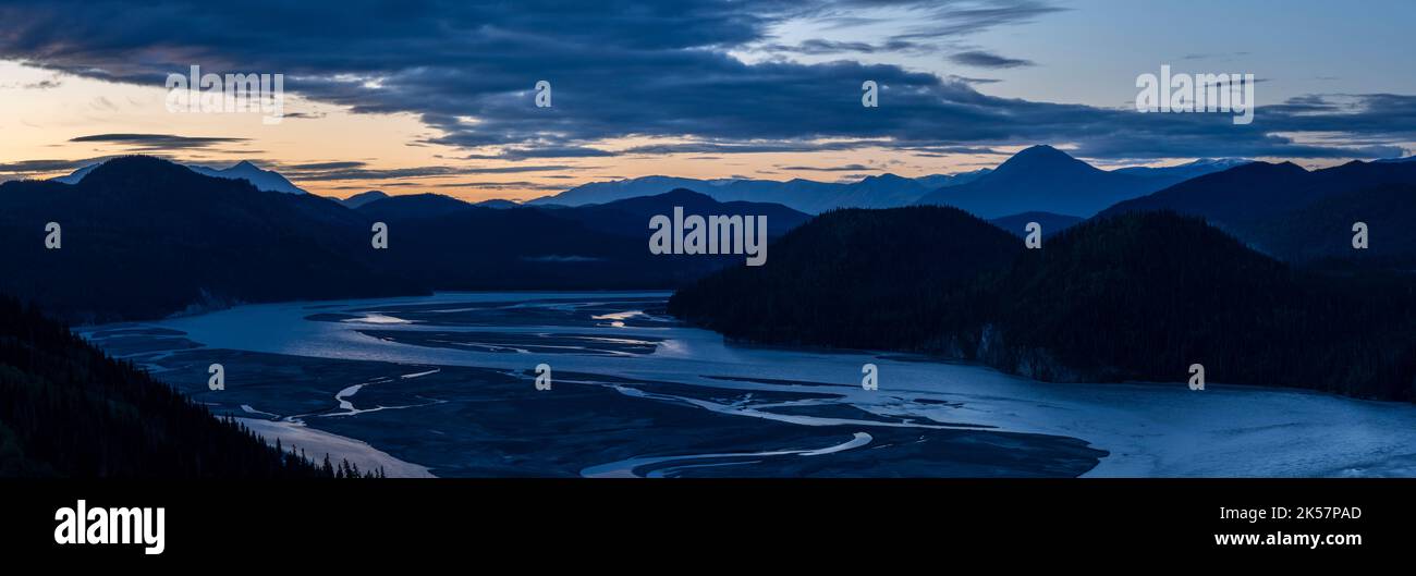 Chitina River seen at dawn from an overlook on McCarthy Road near ...