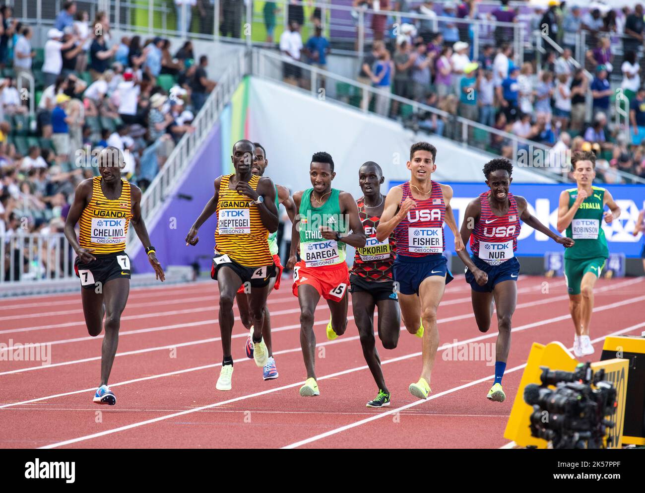 Oscar Chelimo, Joshua Cheptegei, Selemon Barega and Grant Fisher ...