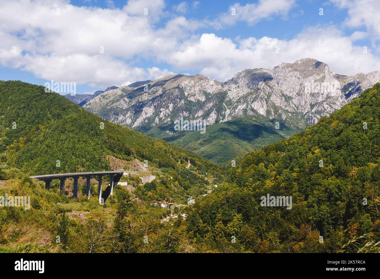 Famous Zelengora mountain peaks and Trnova Luka bridge over Sutjeska ...