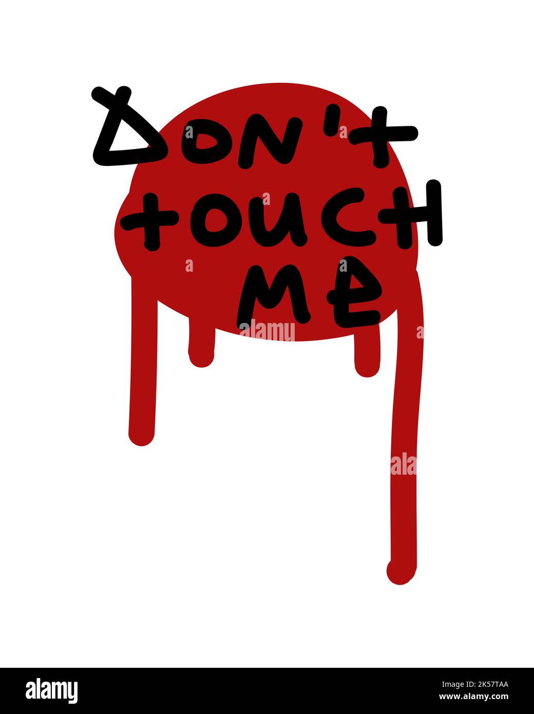 Isolated inscription Yeah on a red drop of paint with smudges in ...