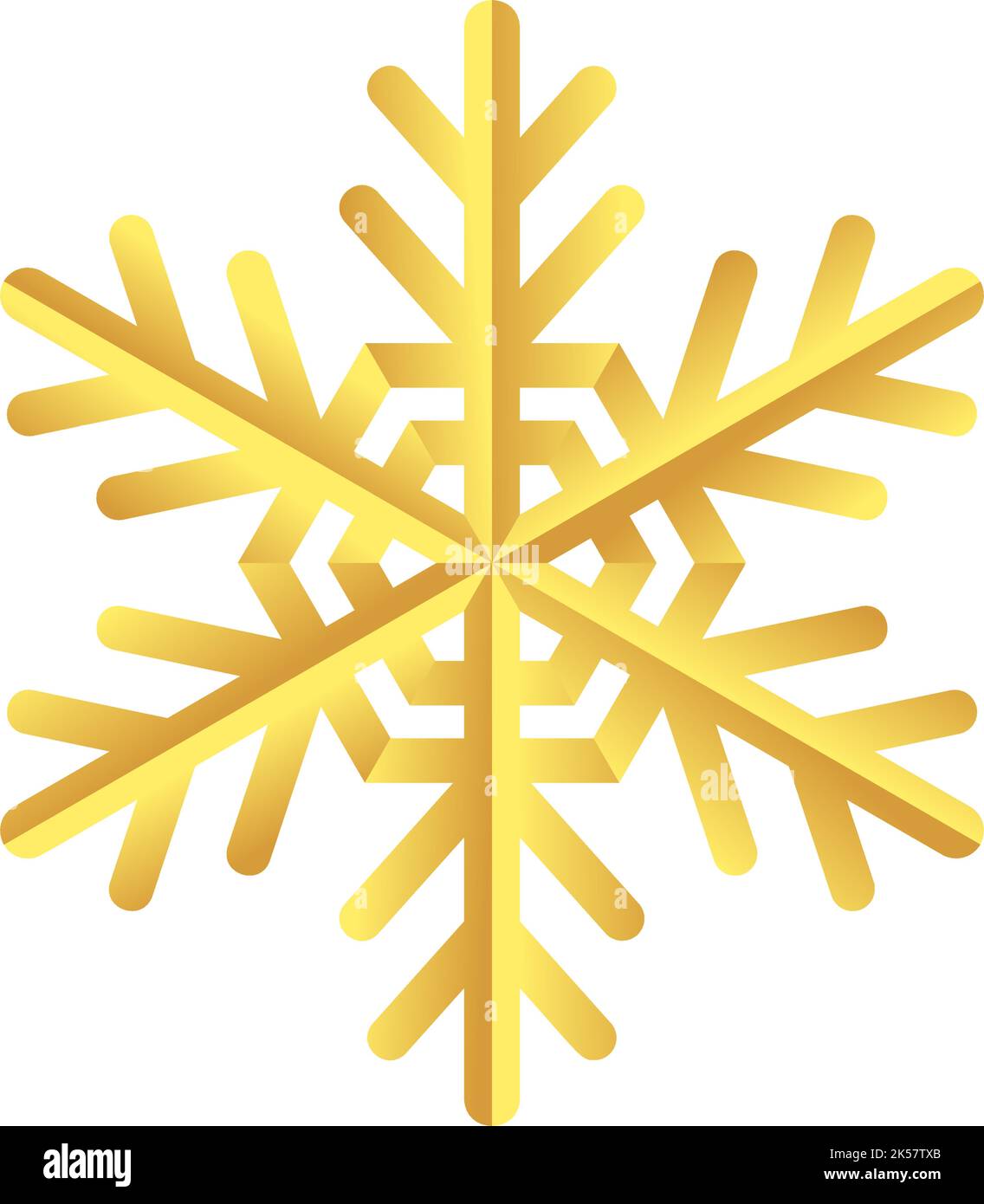 Golden snowflake icon. Blueprint of a snowflake stencil of a golden ...