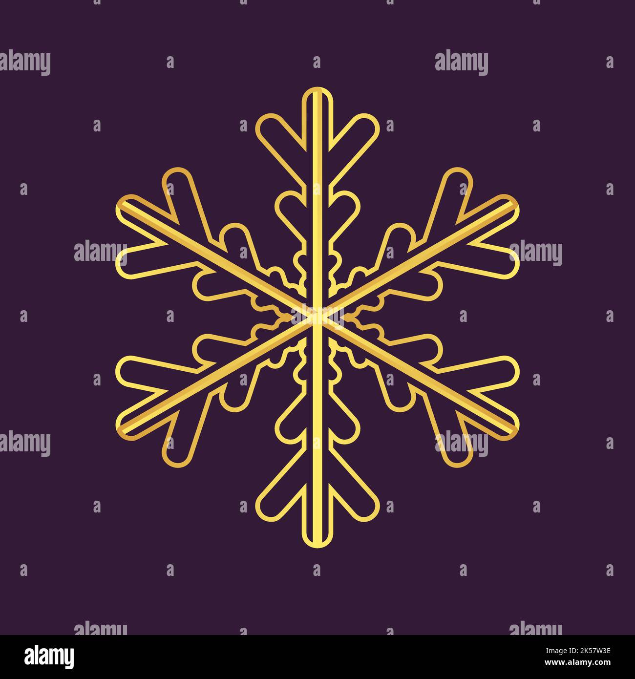 Thinline golden snowflake icon. Foil snow flake stencil blueprint Stock ...