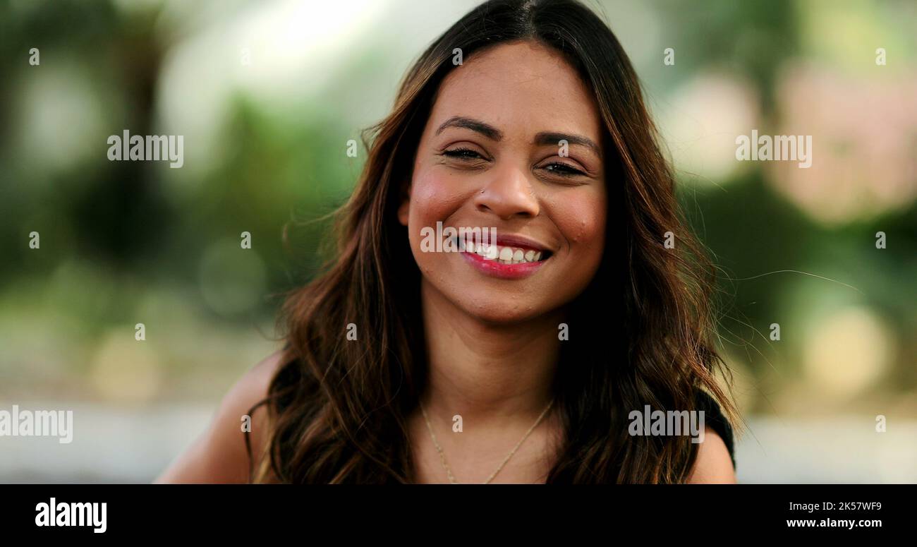 Happy hispanic woman laughing and smiling, person real life laugh ...