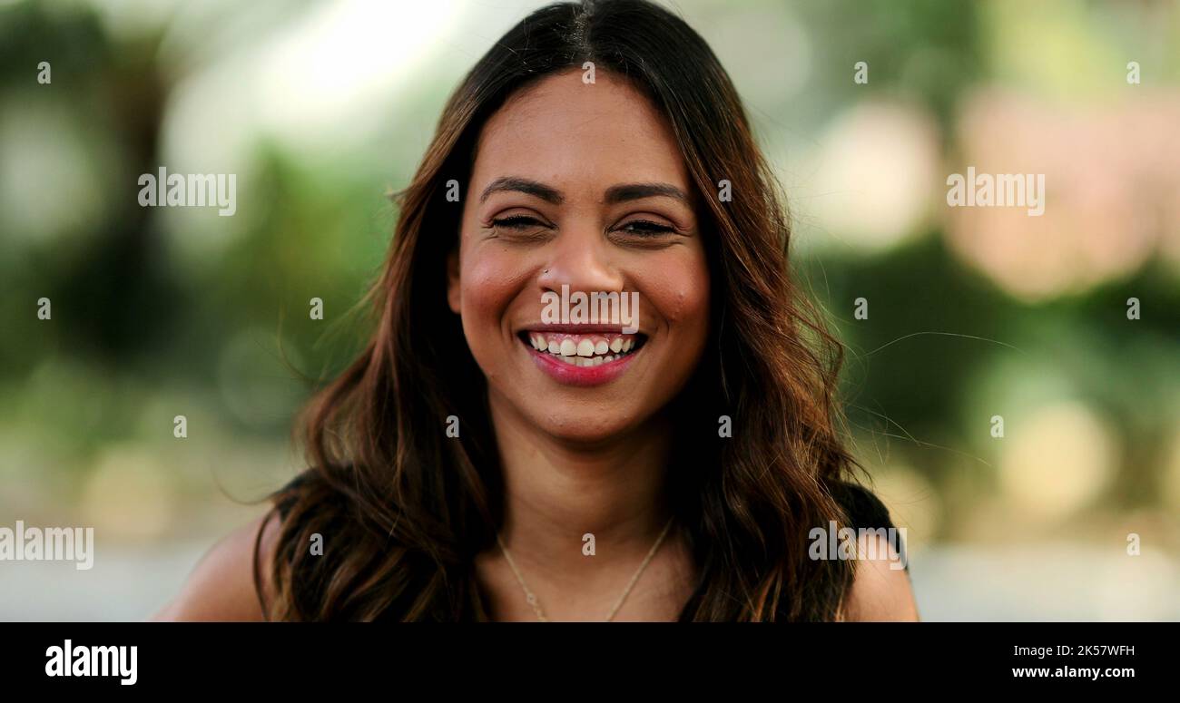 Happy hispanic woman laughing and smiling, person real life laugh ...
