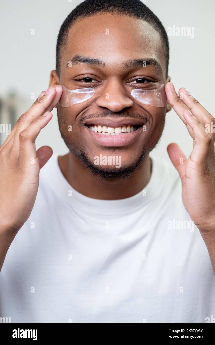 Male skin care. Facial treatment. Metrosexual lifestyle. Happy cheerful ...