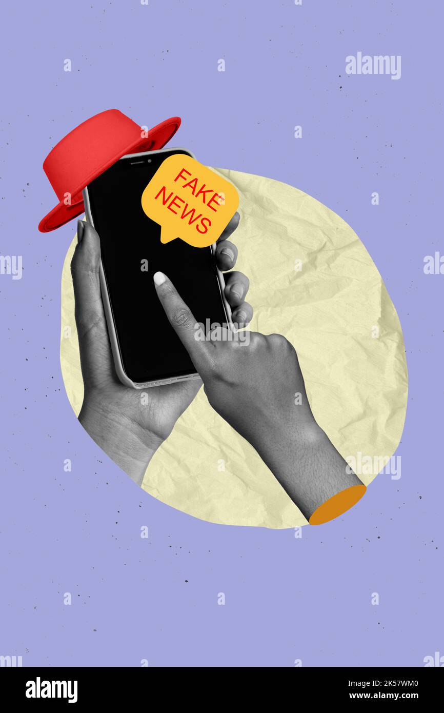 Creative photo 3d collage poster postcard artwork of person browsing ...