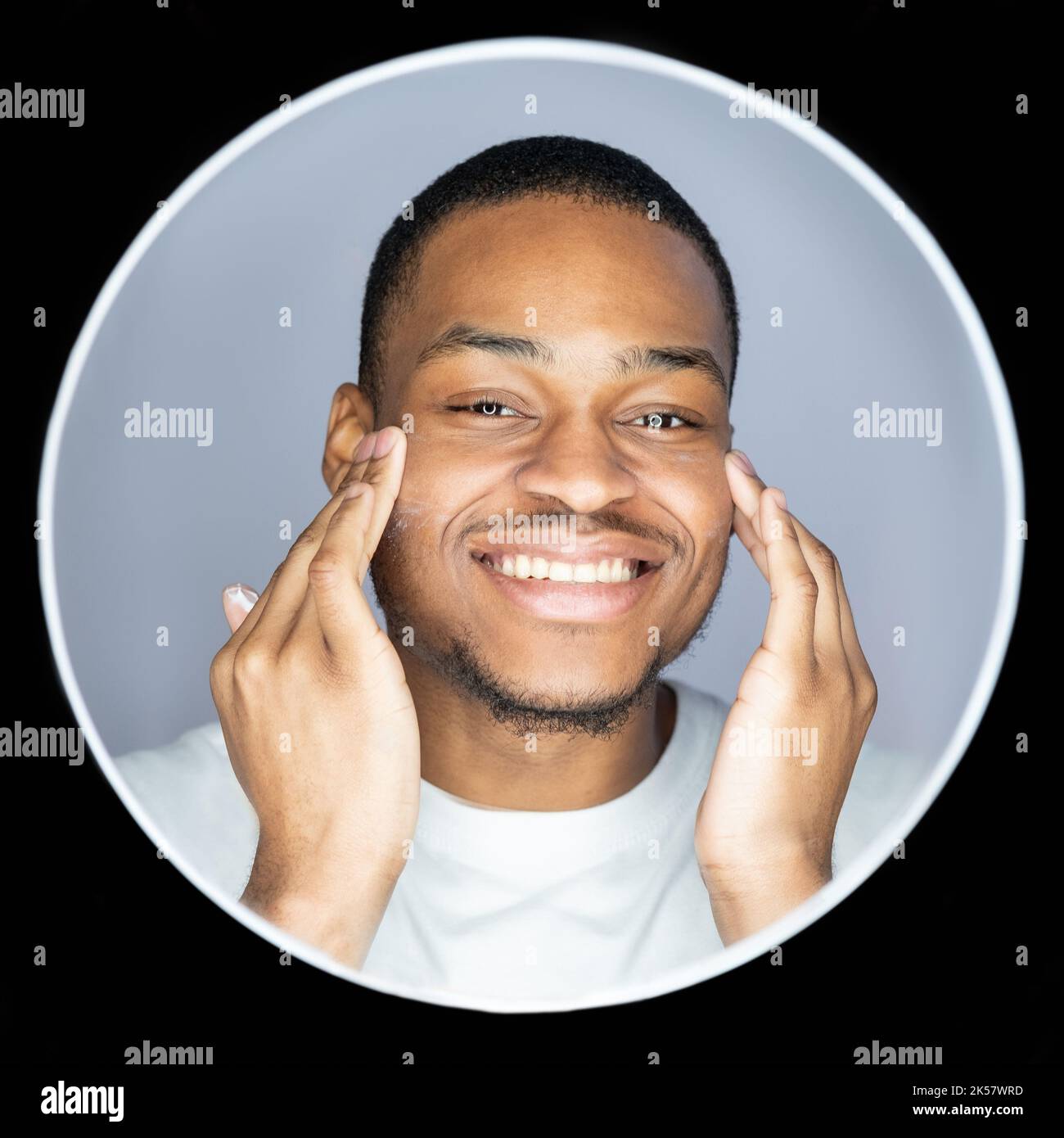 Man facial care. Skin moisturizing. Acne treatment. Portrait of ...