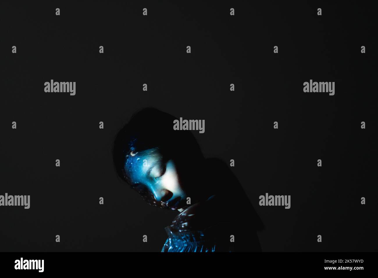 art portrait soul harmony blue asian woman face Stock Photo - Alamy
