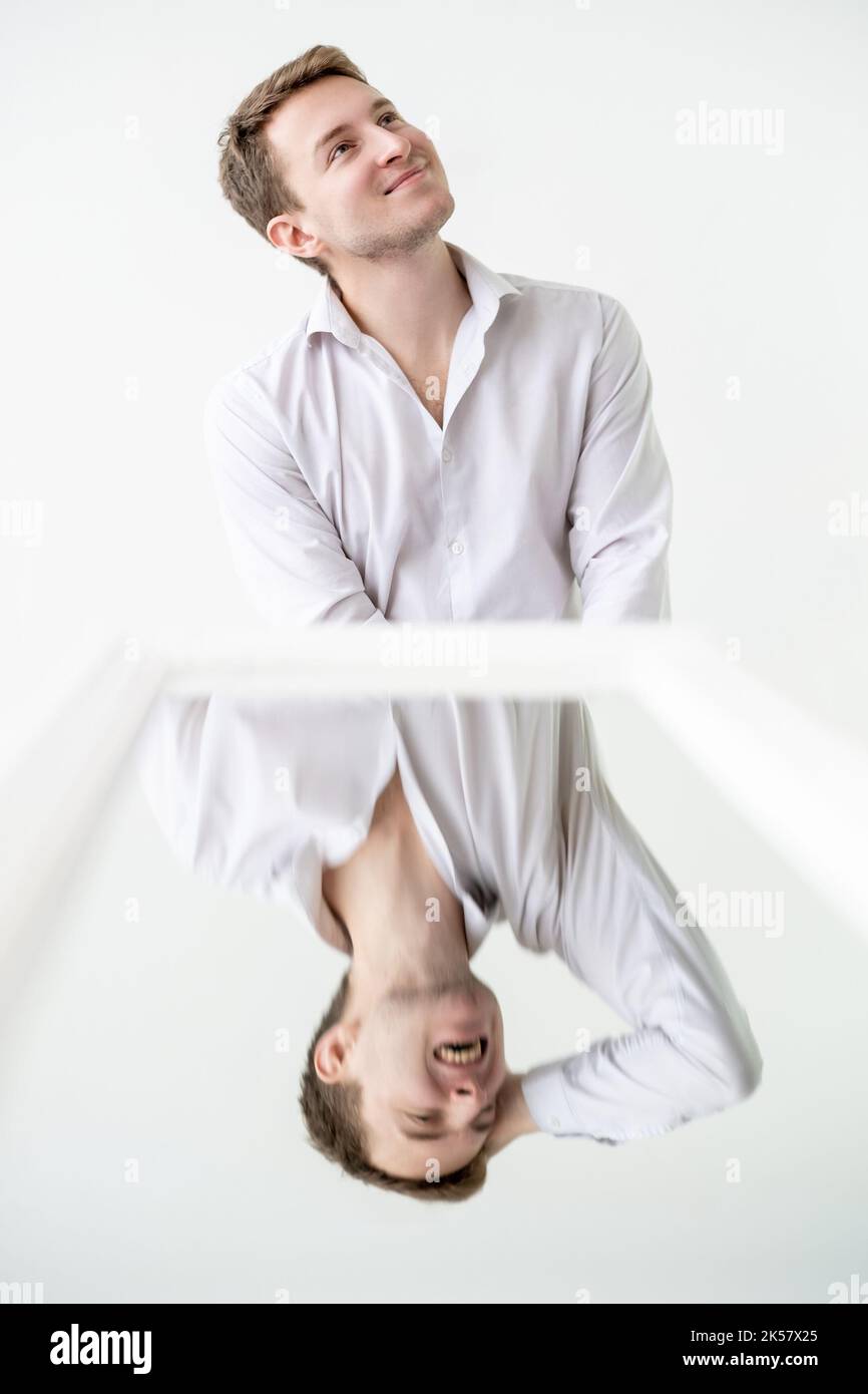 bipolar man inner conflict psychology problem Stock Photo - Alamy