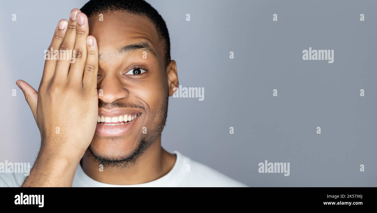 Male facial care. Skin treatment. Positive lifestyle. Portrait of happy ...