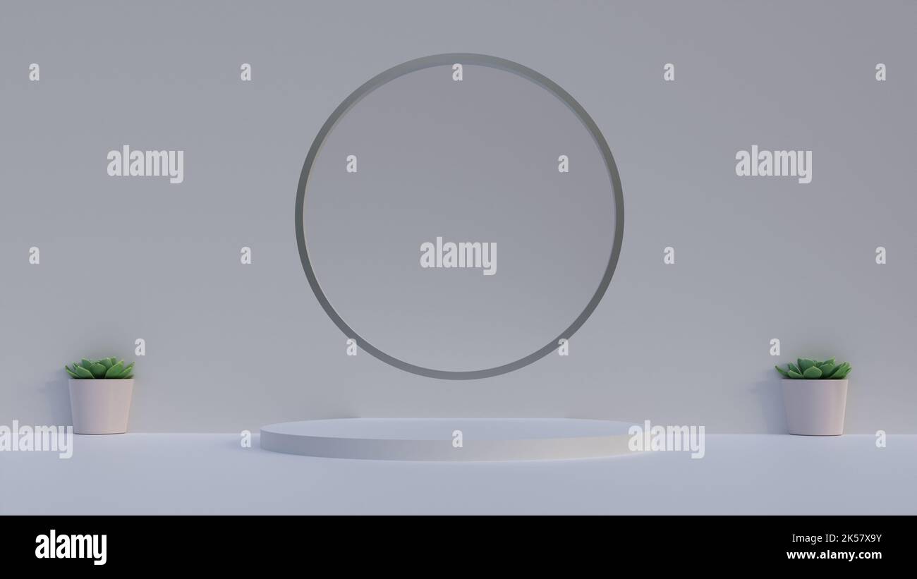 white empty podium for product presentation in 3d render, trendy ...