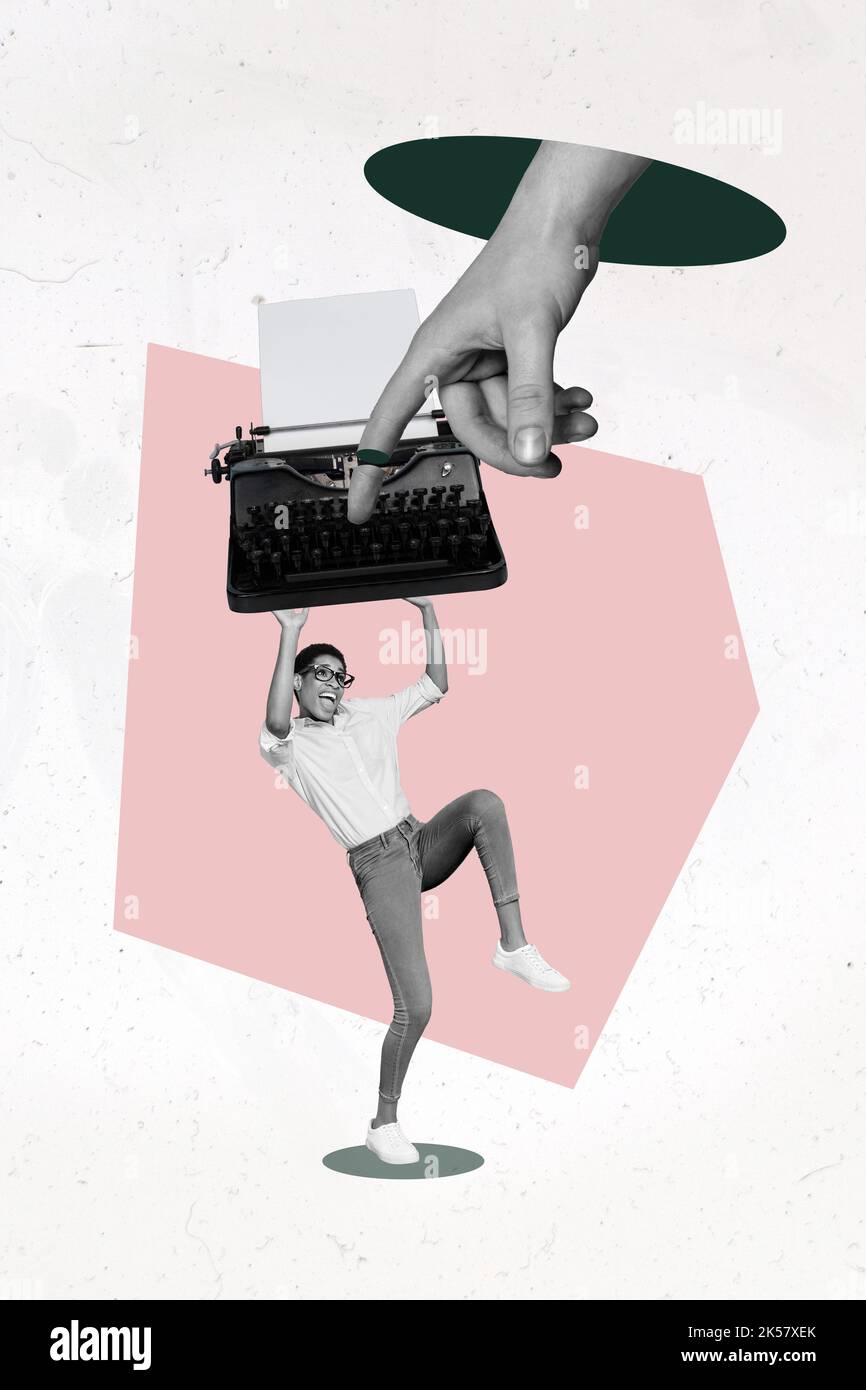 Creative photo 3d collage poster postcard artwork of person under ...