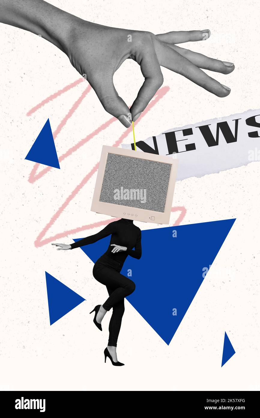 Creative photo 3d collage poster postcard artwork of big human arm ...