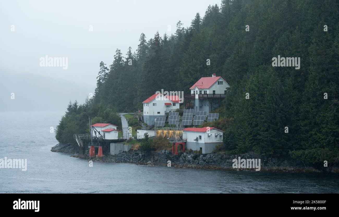 Boat Bluff Lighthouse on Sarah Island in British Columbia, Canada, seen ...