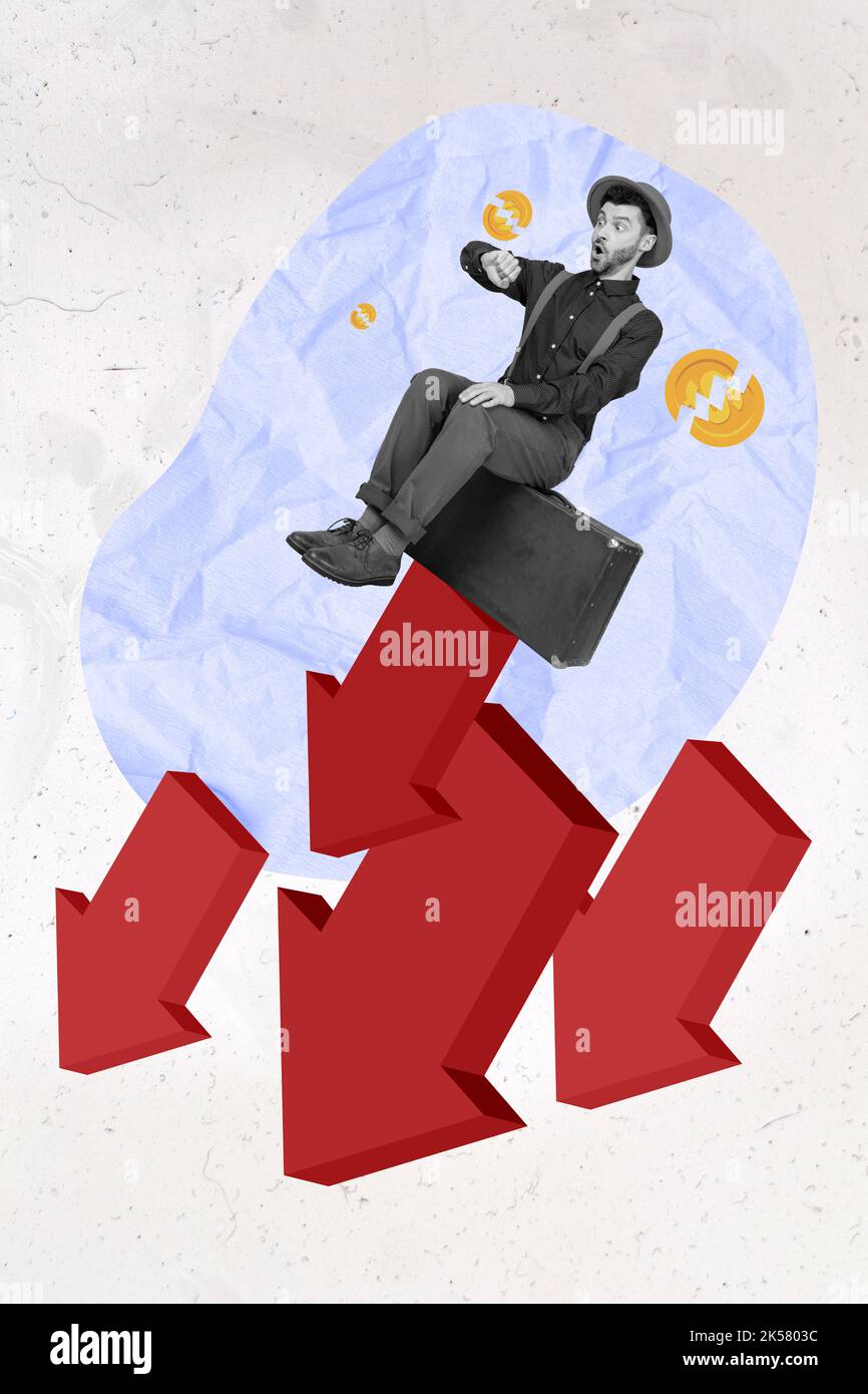 Creative abstract template graphics image of unhappy upset guy loosing ...
