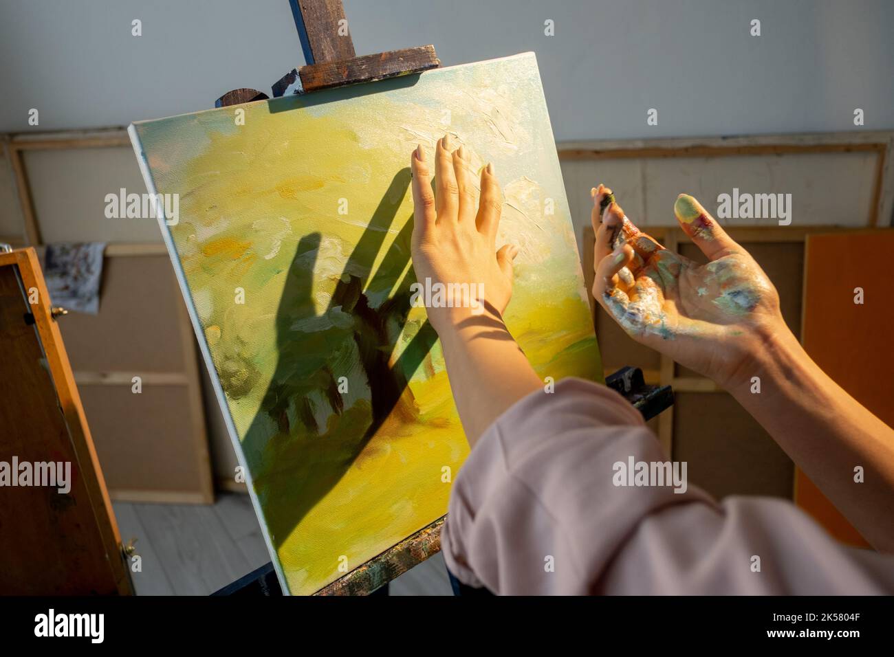 hand painting visual art painter nature artwork Stock Photo - Alamy