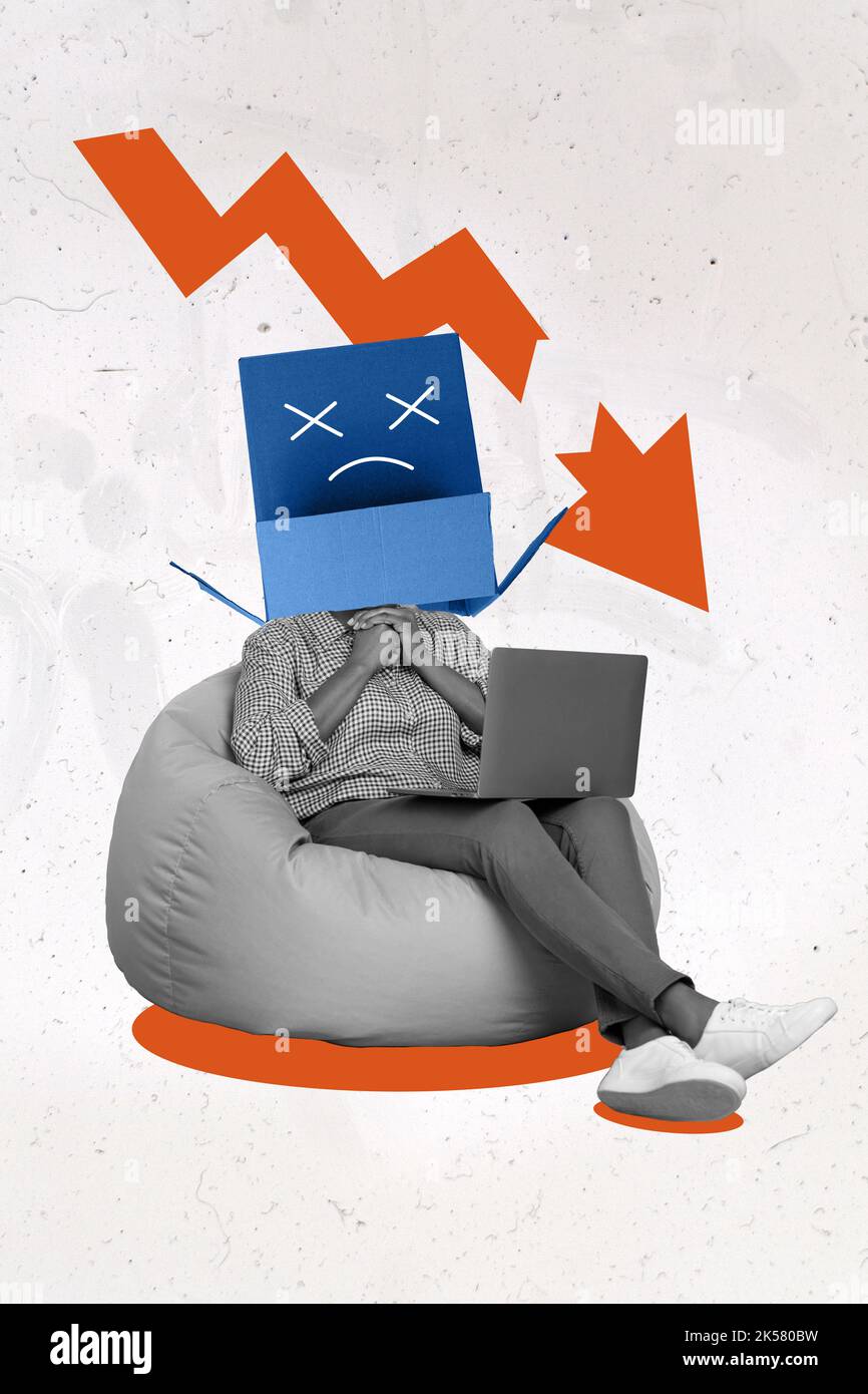 Collage 3d image of pinup pop retro sketch of upset woman wear sad face ...