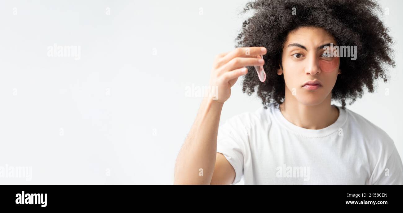 Male facial care. Skin irritation allergy. Toxic beauty. Disappointed ...