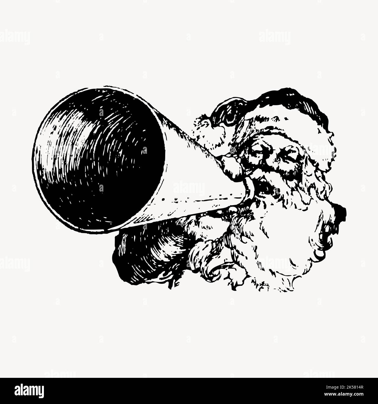 Vintage Santa Clipart Black And White