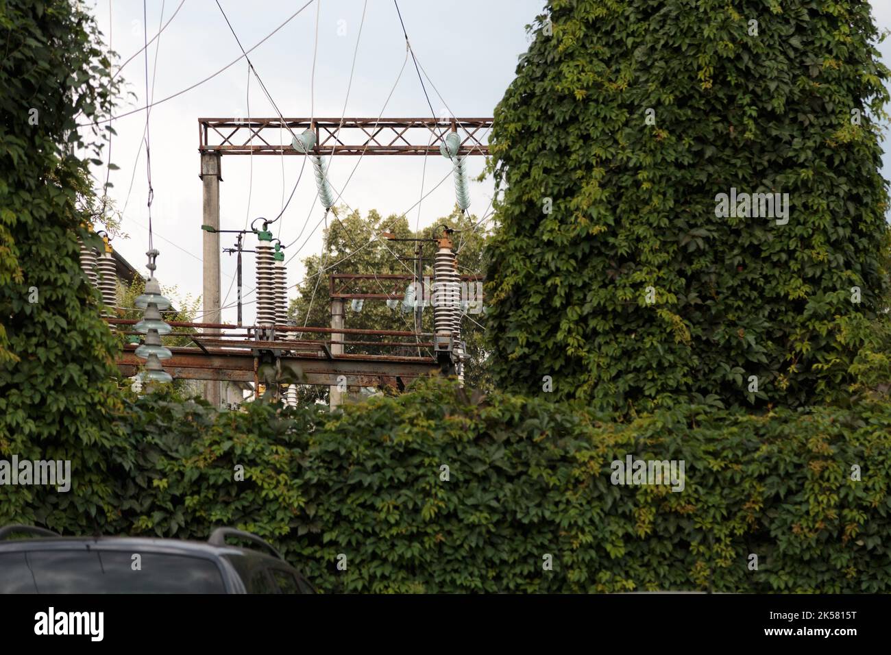 Electrical substation in the city. City life. City infrastructure Stock ...
