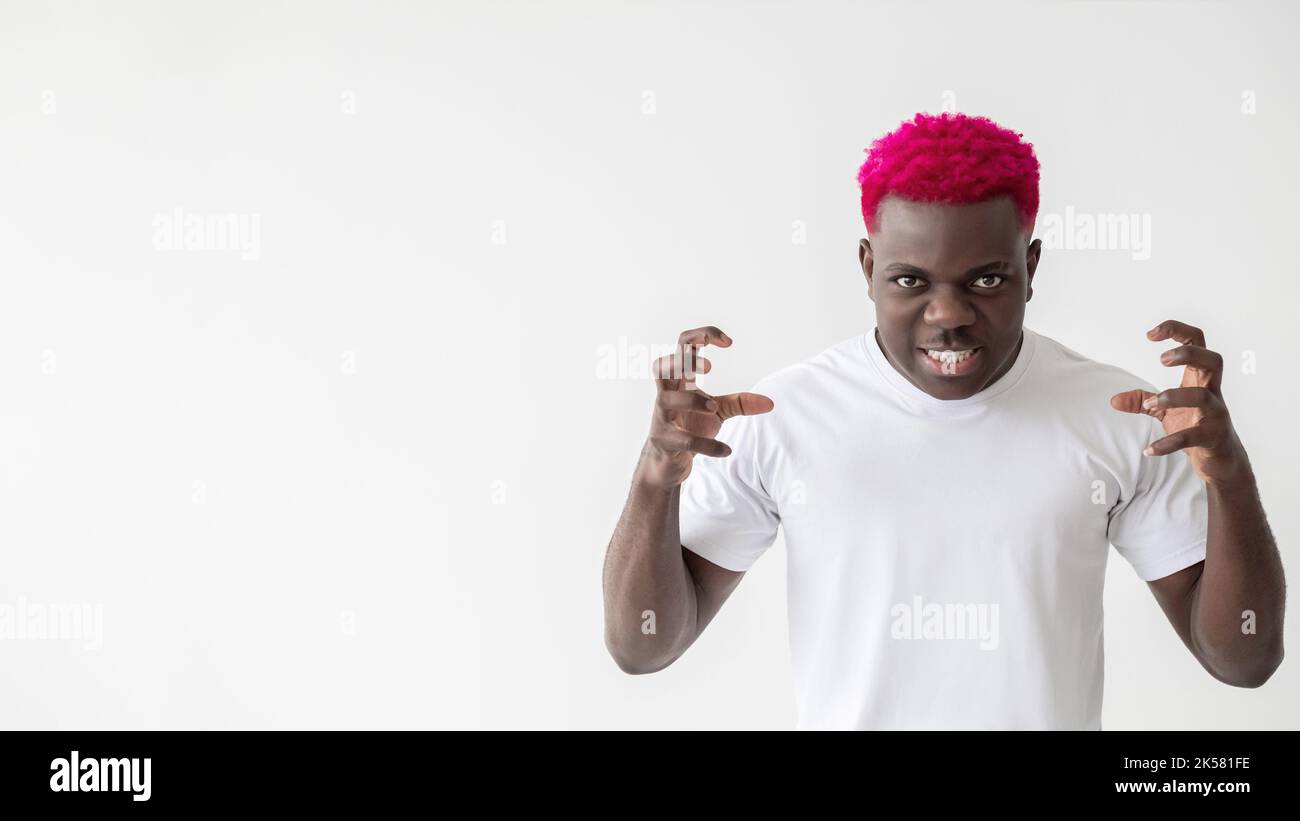 Aggressive black man. Threaten gesture. Masculine power. Social ...