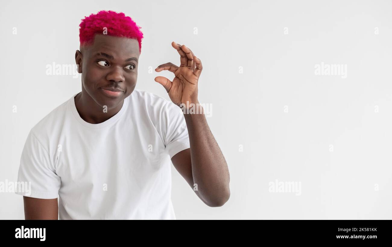 Ironic black man. Small size. Measurement finger. Sarcasm fun. Stylish ...