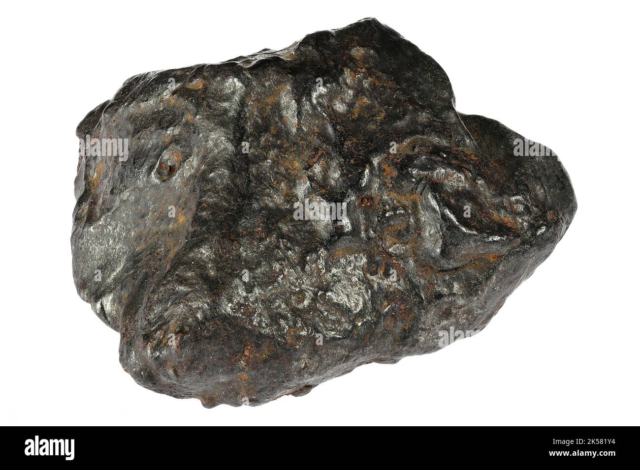 fragment of the Sikhote-Alin meteorite isolated on white background ...