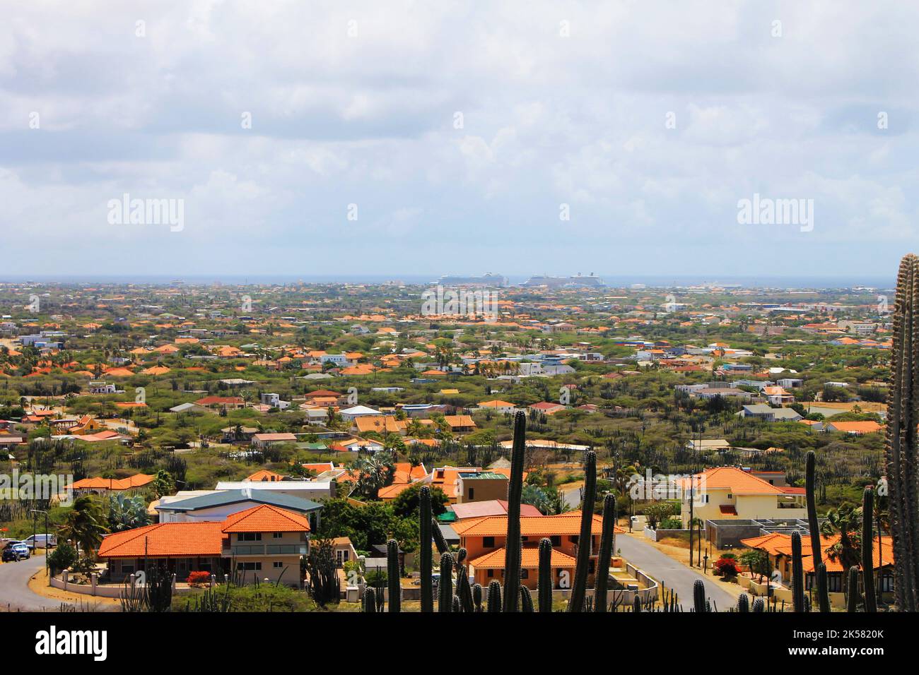 Looking out over the island of Aruba, from the top of a hill Stock ...