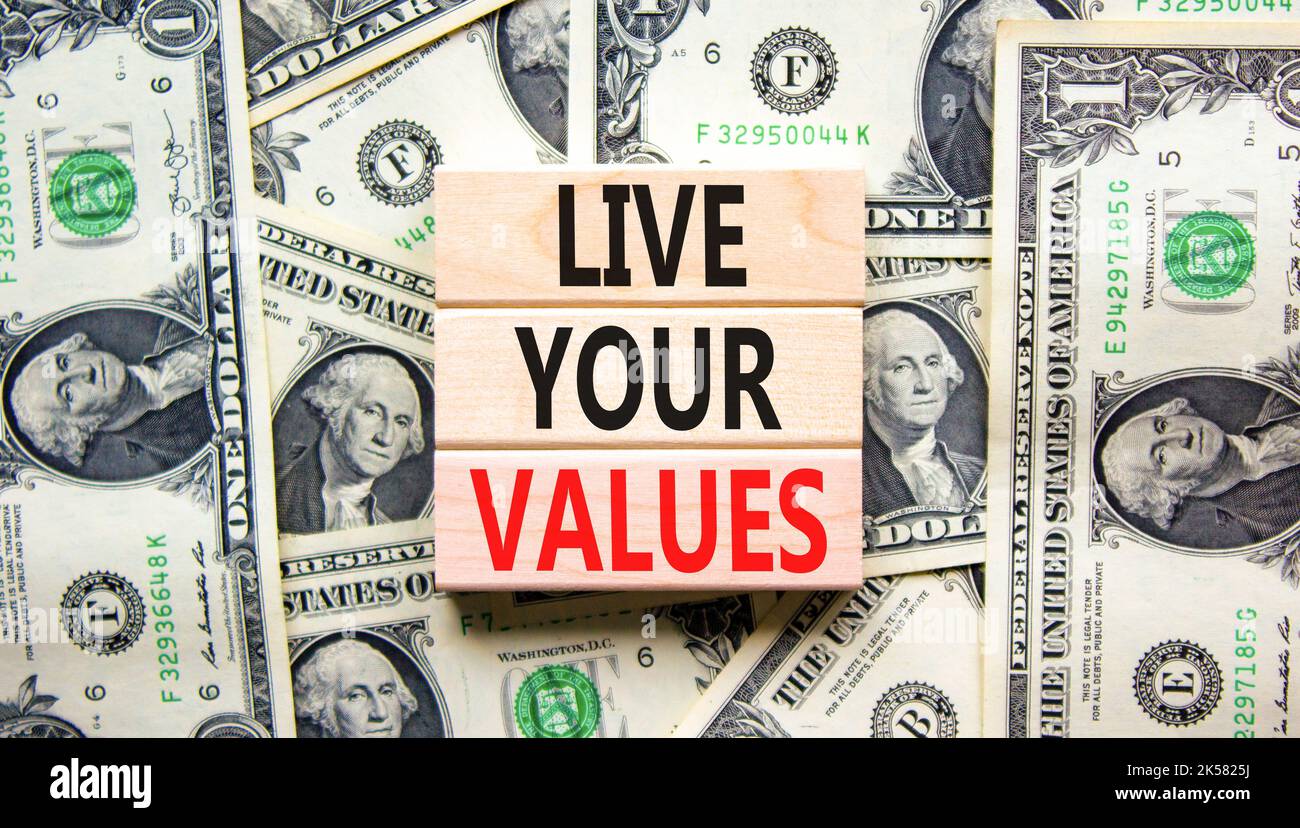 Live your values symbol. Concept words Live your values on wooden ...